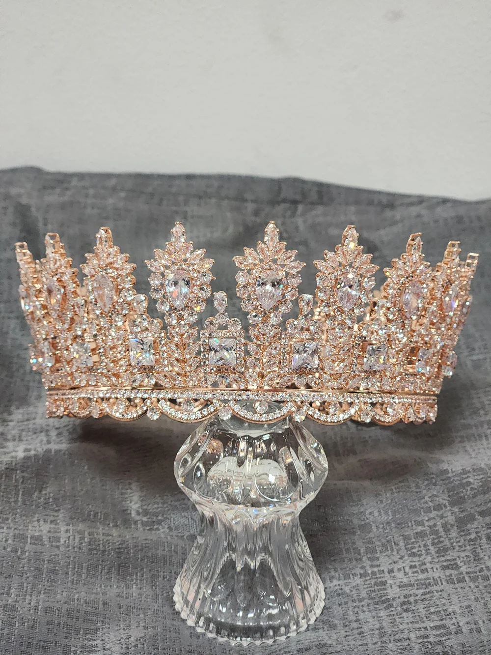 Lucky Bridal | Accessories | Rose Gold Crystal Pageant Crown Tiara ...